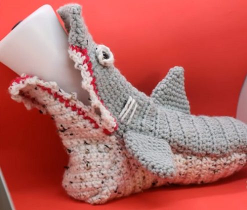 7 Free Crochet Shark Bite Slippers Patterns - Crocht