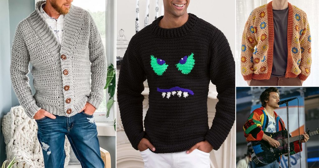 9 Men Cardigan Free Crochet Patterns - Crocht