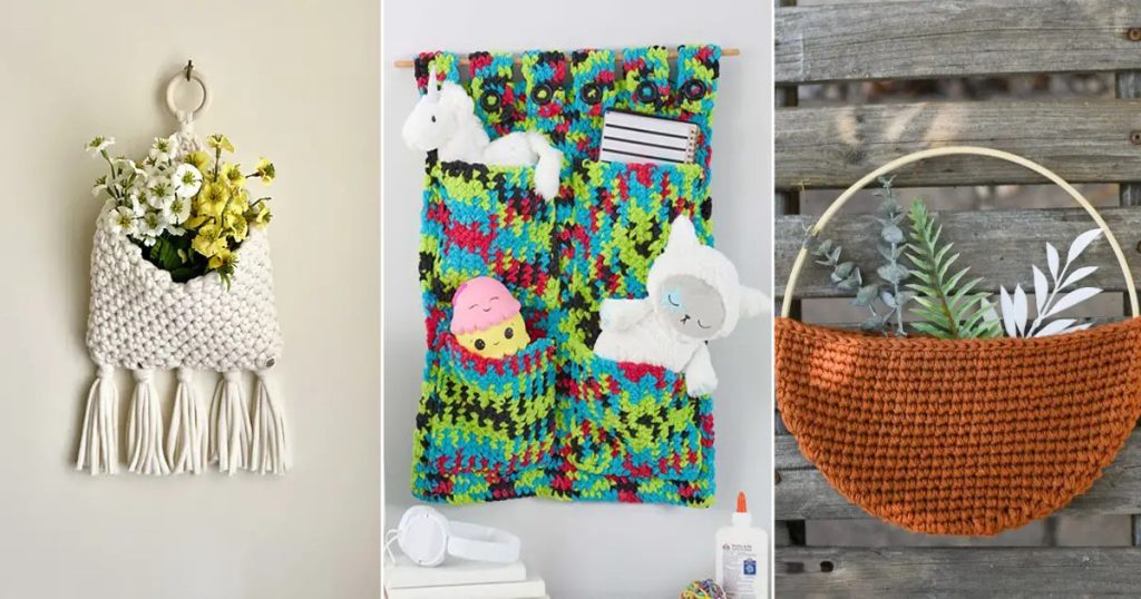11 Crochet Pocket Wall Hanging Free Patterns - Crocht