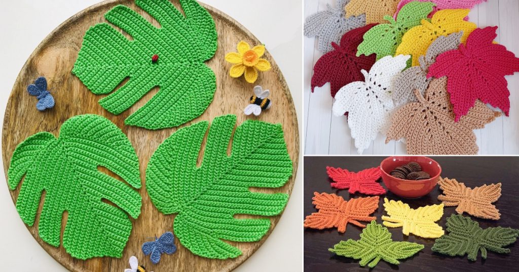12 Crochet Leaf Coaster Free Patterns - Crocht