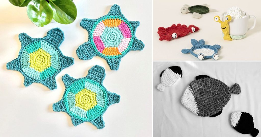 6 Sea Creature Coasters Free Crochet Patterns - Crocht