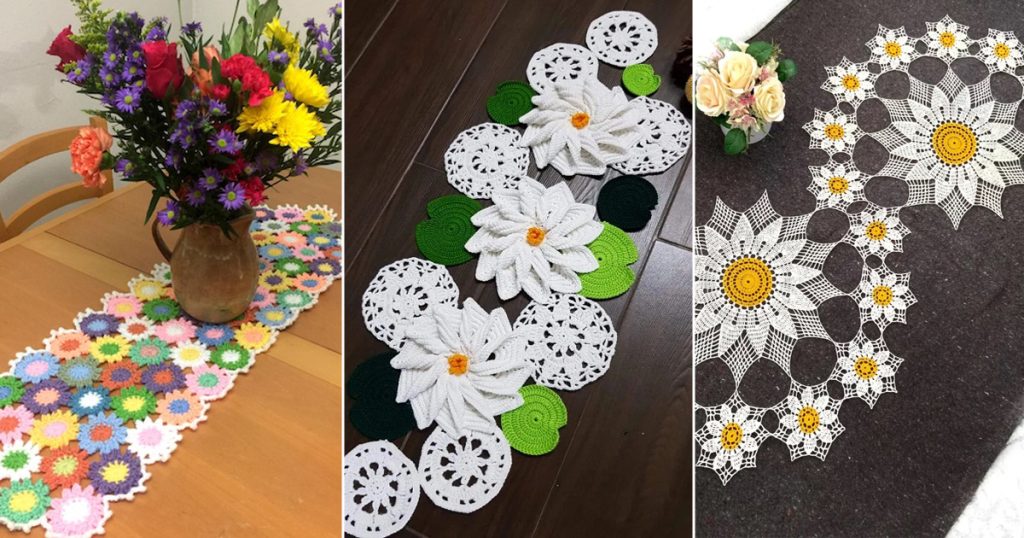 9 Crochet Flower Table Runner Free Patterns - Crocht