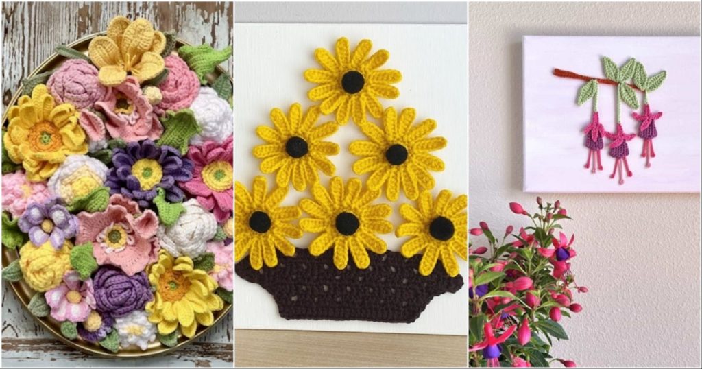14 Crochet Flower Wall Art Free Patterns - Crocht