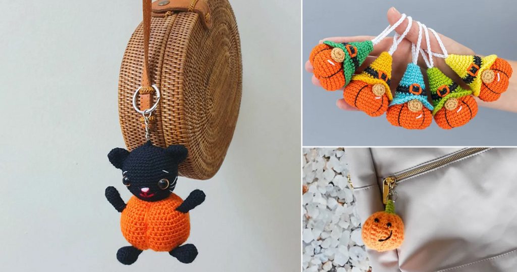 11 Crochet Pumpkin Keychain Free Patterns - Crocht