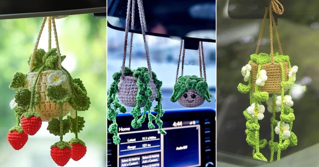 10 Crochet Unique Car Plant Hanger Free Patterns - Crocht