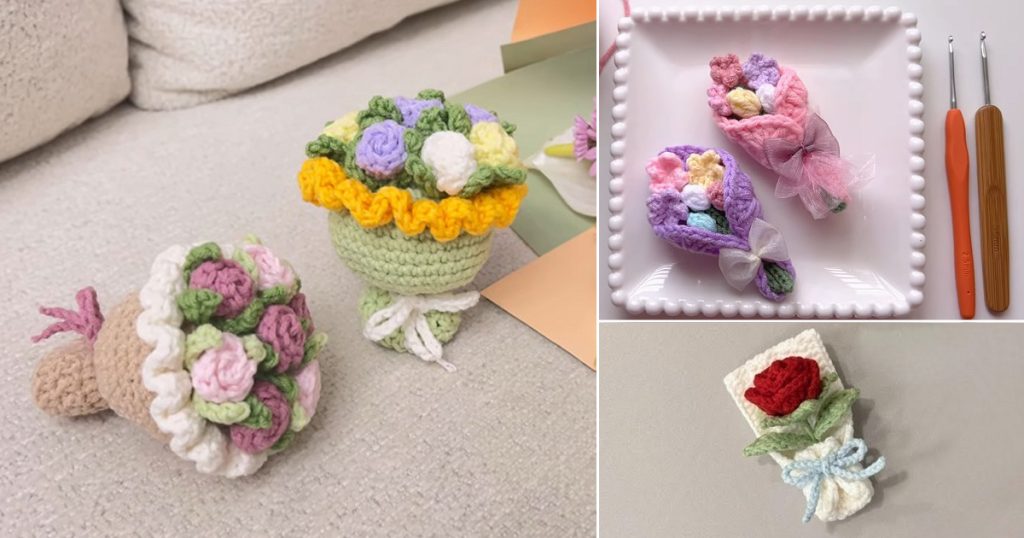 11 Crochet Miniature Bouquet Free Patterns - Crocht