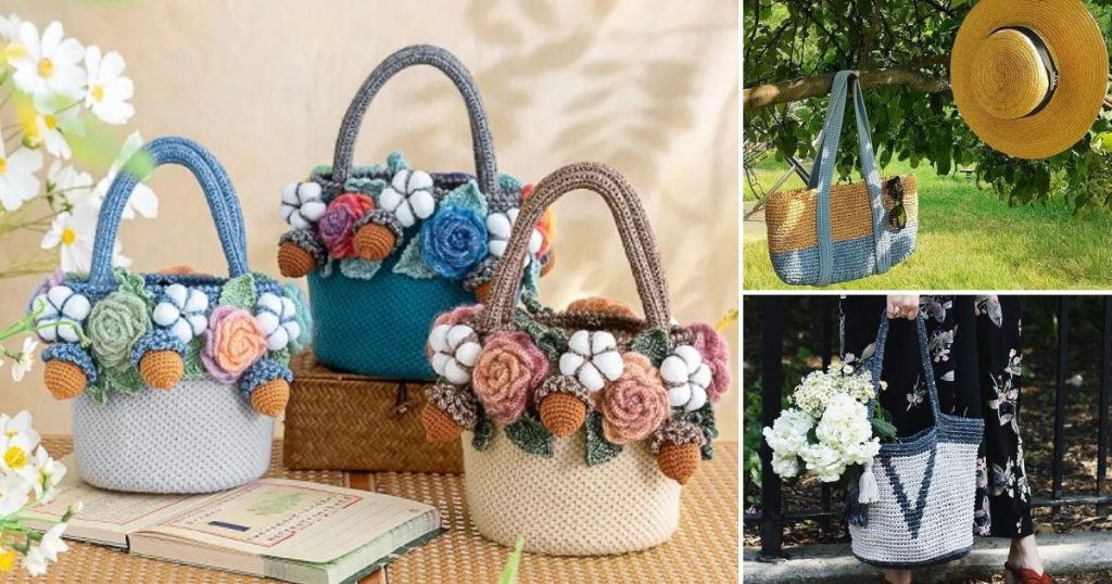11 Crochet Basket Bag Free Patterns - Crocht