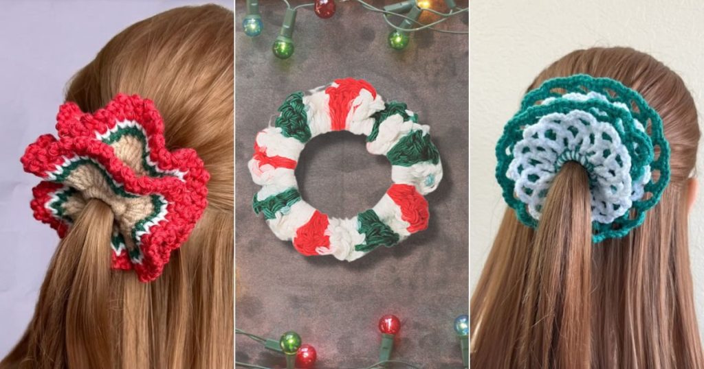 13 Crochet Christmas Scrunchies Free Patterns - Crocht
