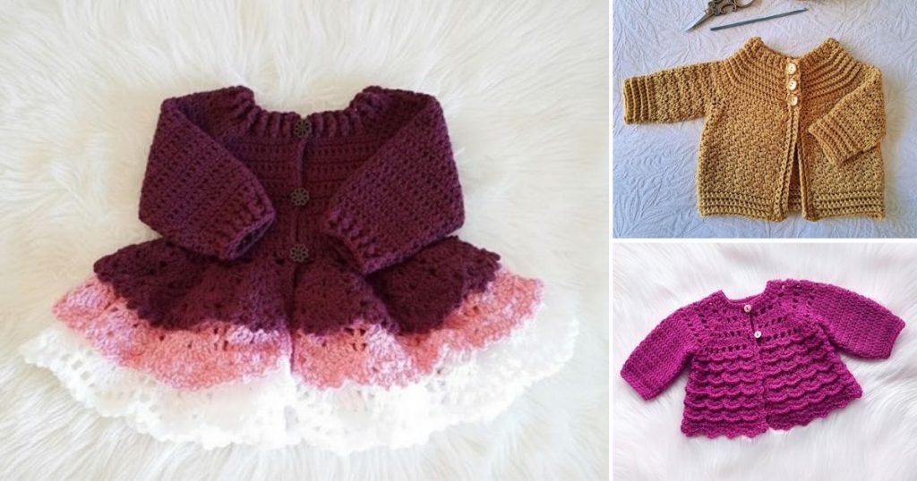 6 Crochet Layered Baby Cardigan Free Patterns - Crocht