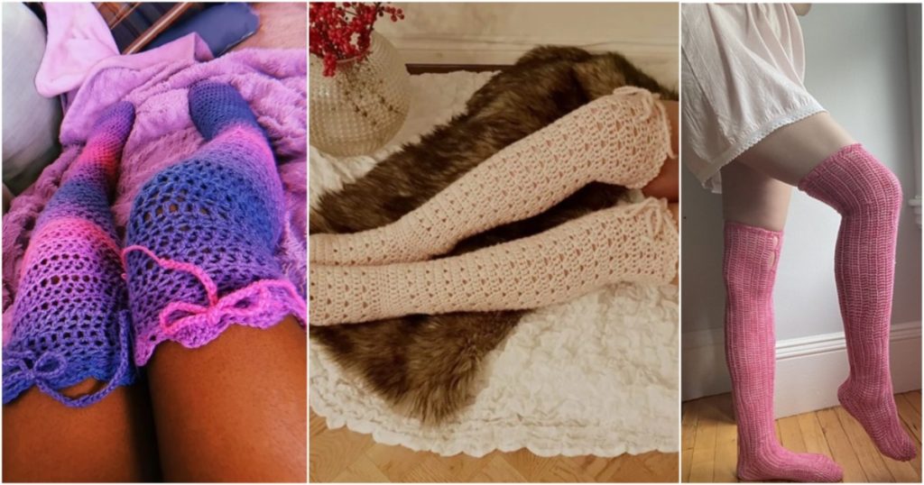 7 Crochet Thigh High Socks Free Patterns - Crocht